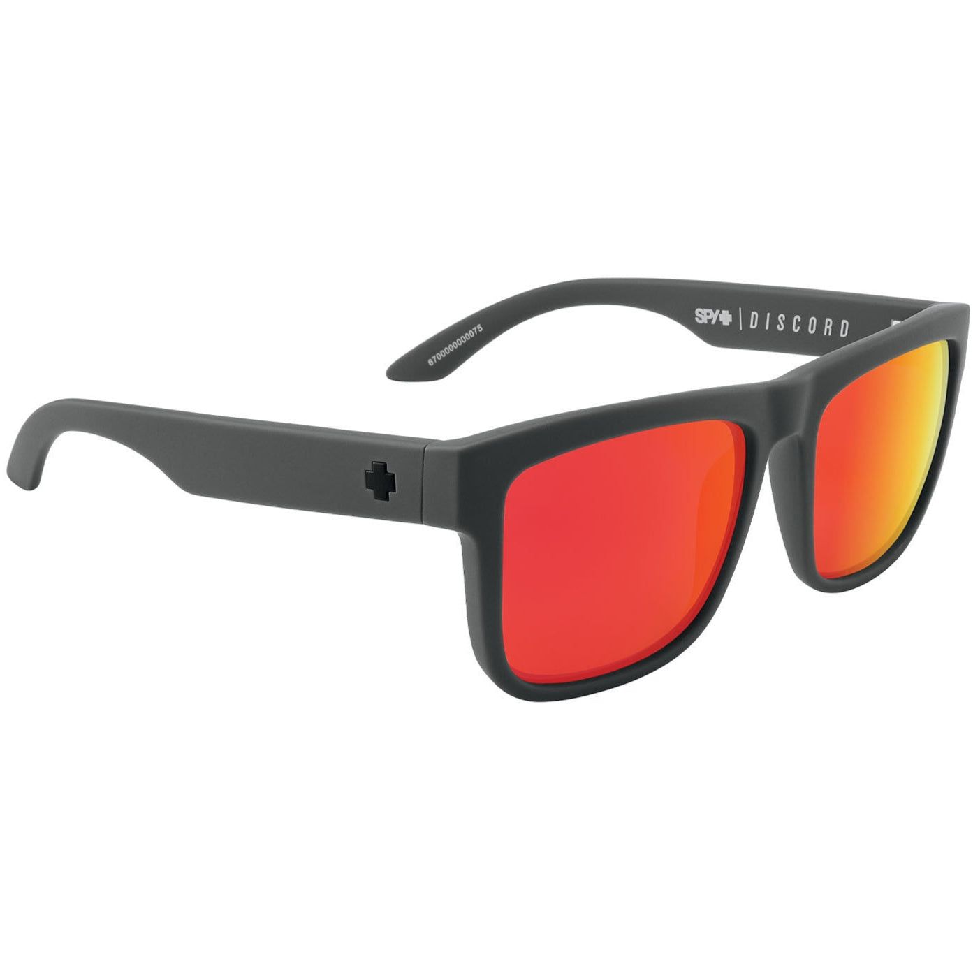 Spy Discord Soft Matte Dark Grey Red Spectra Mirror Unisex Sunglasses