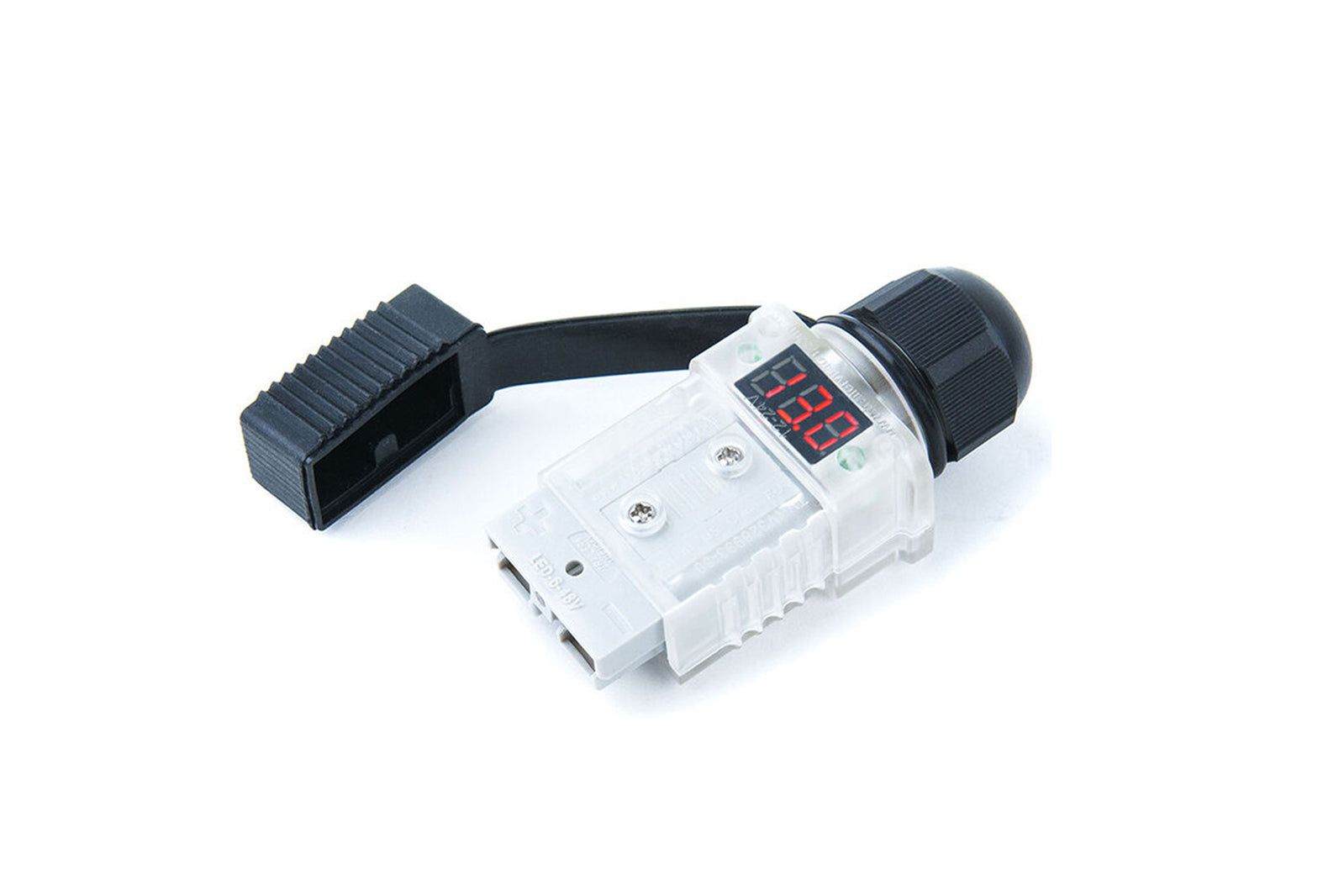50A Anderson Plug Voltmeter Clear Cover With Voltage Display Black